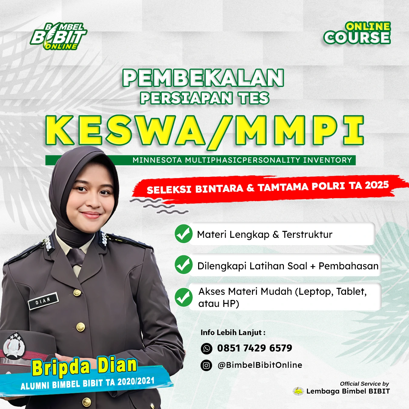 e-Course Pembekalan Persiapan Tes Keswa Polri 2025 - Member Area Bimbel